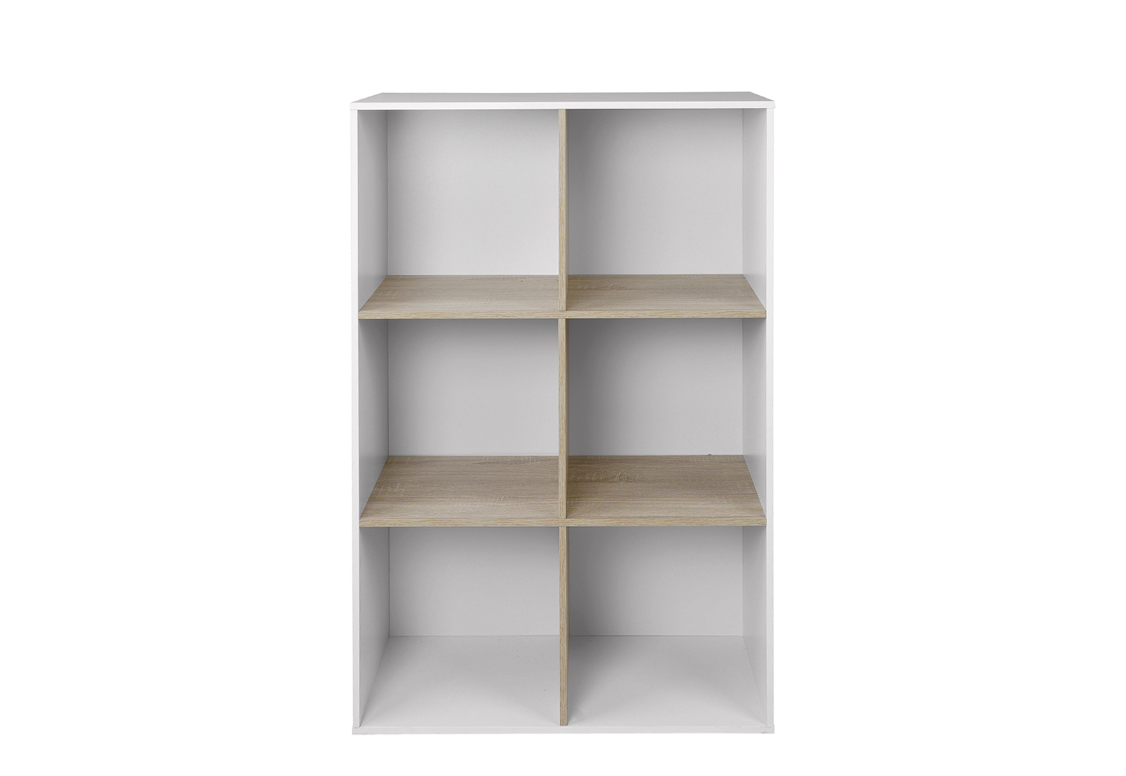 WHITE/NATURAL HUFF 6 Cube Bookshelf