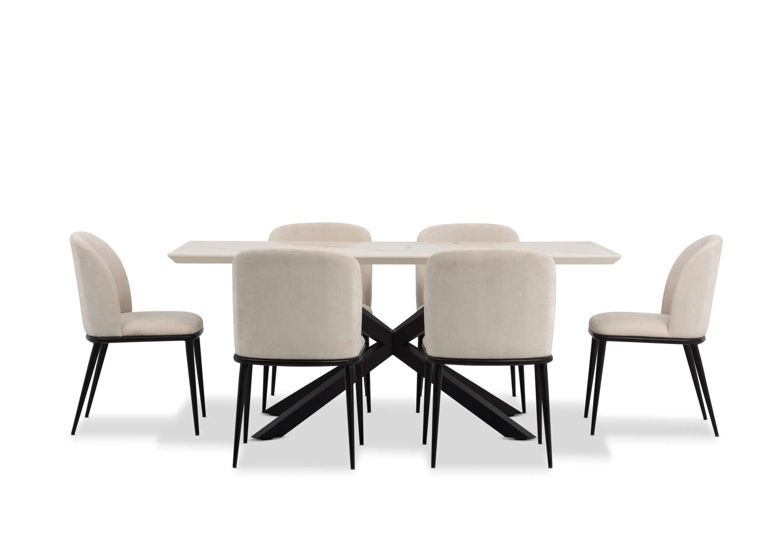CREAM/WHITE ARABELLA 7 Piece Dining Suite with Cedric Dining Chairs