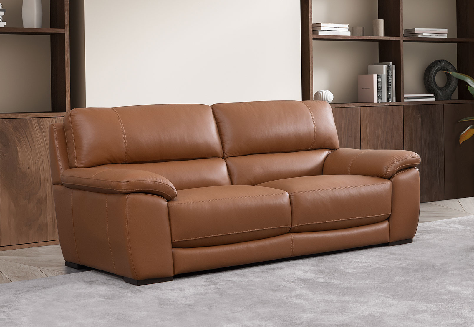 TAN WILCOT LEATHER 2.5 Seater Sofa