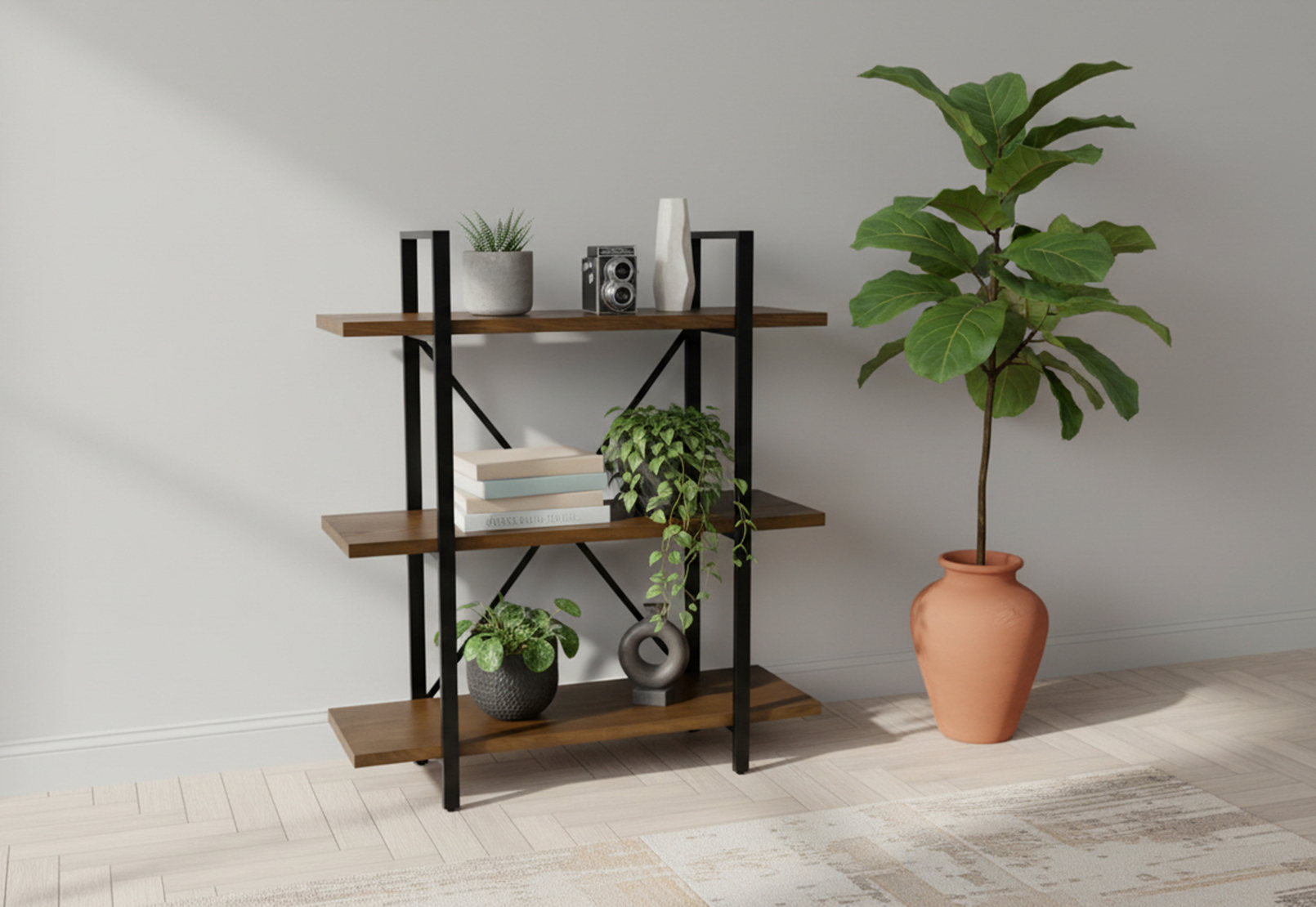 WALNUT POTTER 3 Tier Bookcase