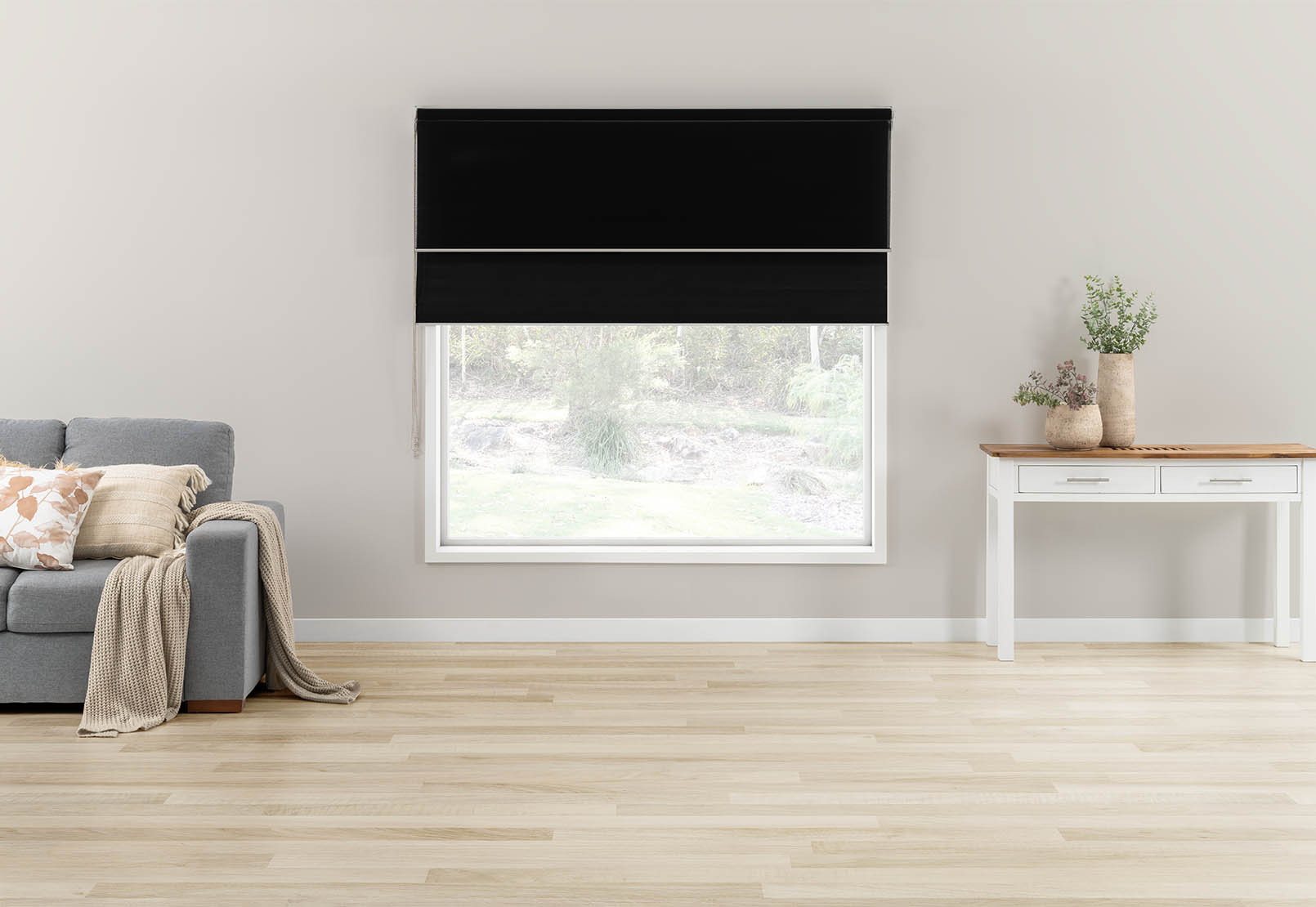 BLACK DUSK Duo Roller Blind - Blockout & Sheer 60 x 240cm