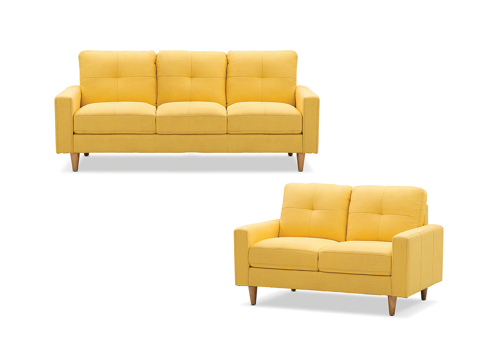 YELLOW KELLER Fabric Sofa Pair