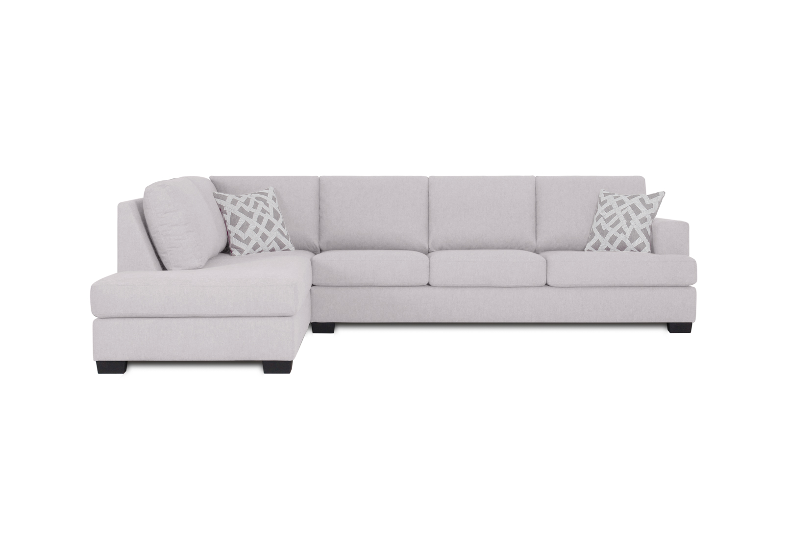 LIGHT GREY CALEY FABRIC 4 Seater Sofa with Left-Hand Facing Chaise