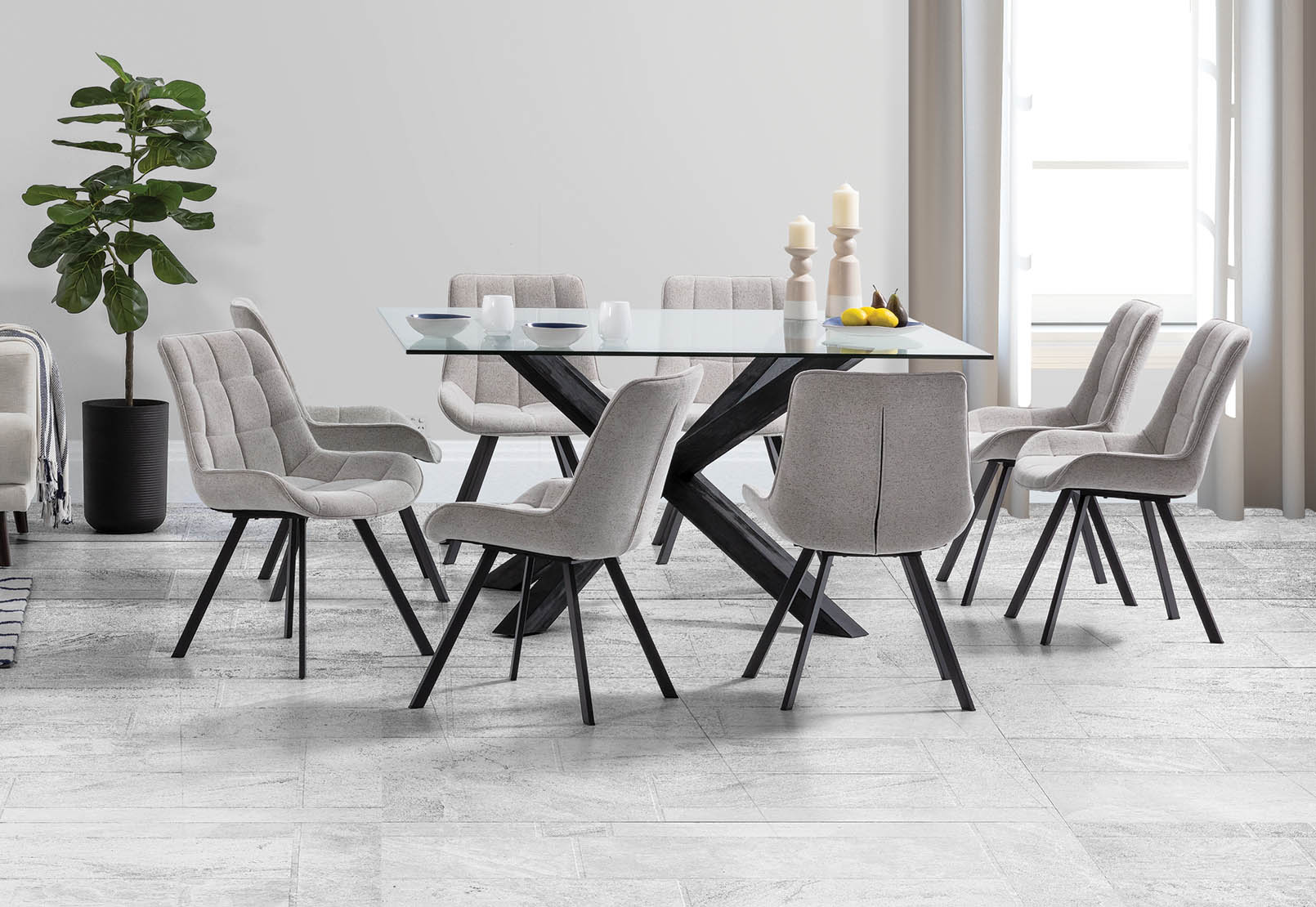 GREY PROMENADE 9 Piece Dining Suite with Arabella Dining Chairs
