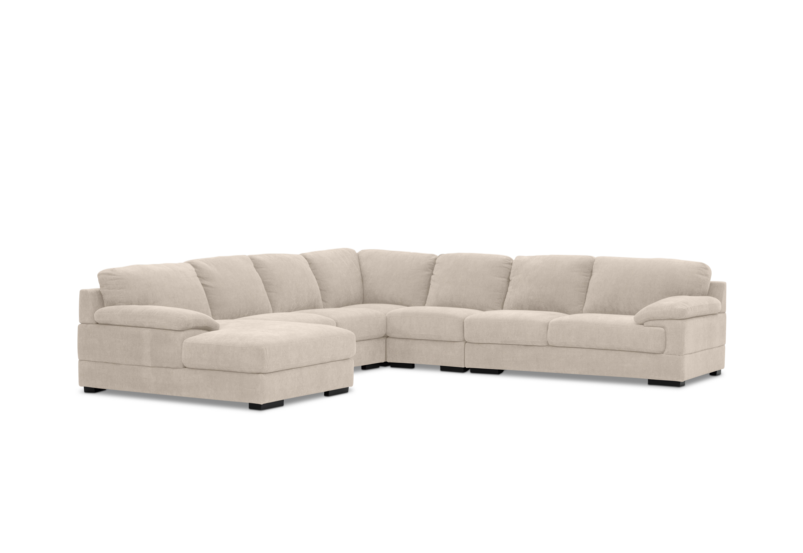 BEIGE CANDACE FABRIC 7 Seater Corner LHF Chaise