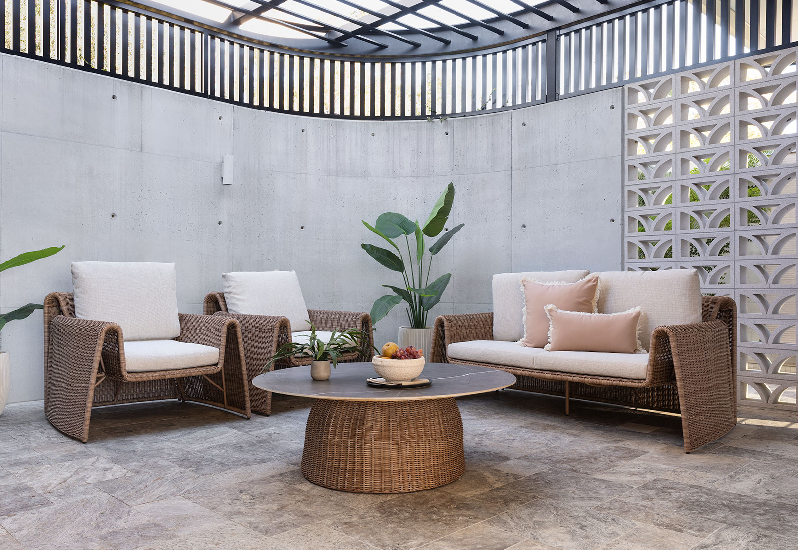 NATURAL OCEANFRONT 4 Piece Outdoor Lounge Setting