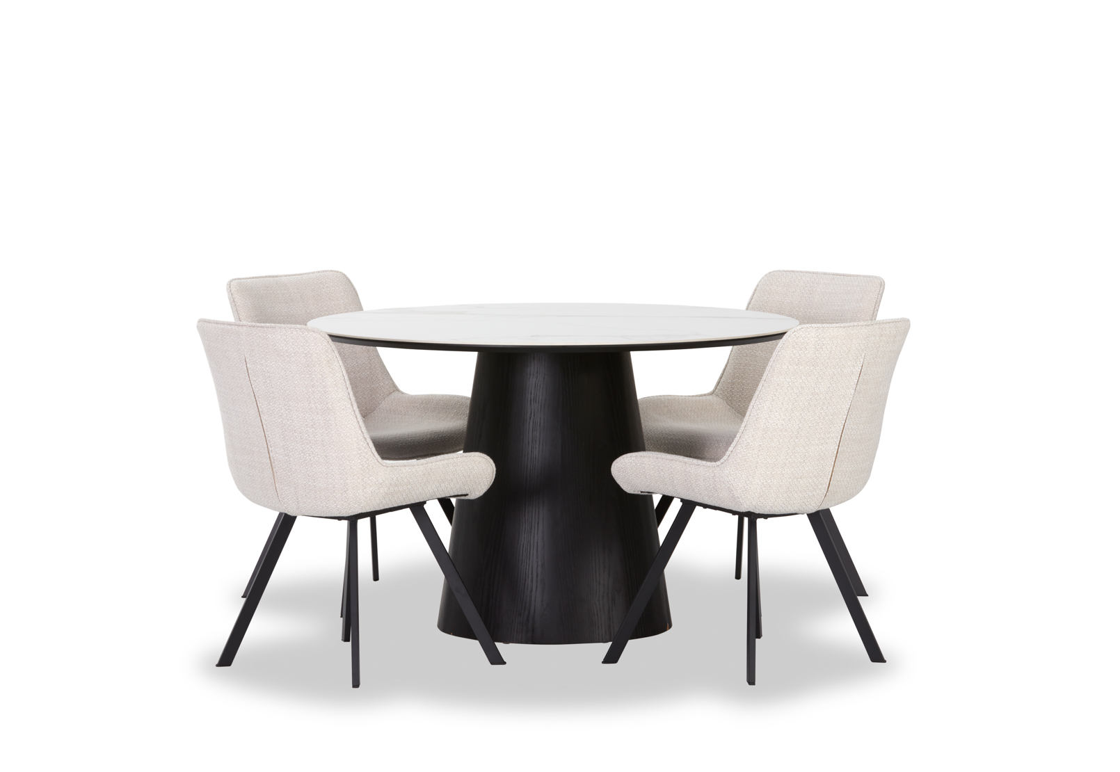 WHITE THANOS 5 Piece Ceramic Dining Suite with Vesta Chairs