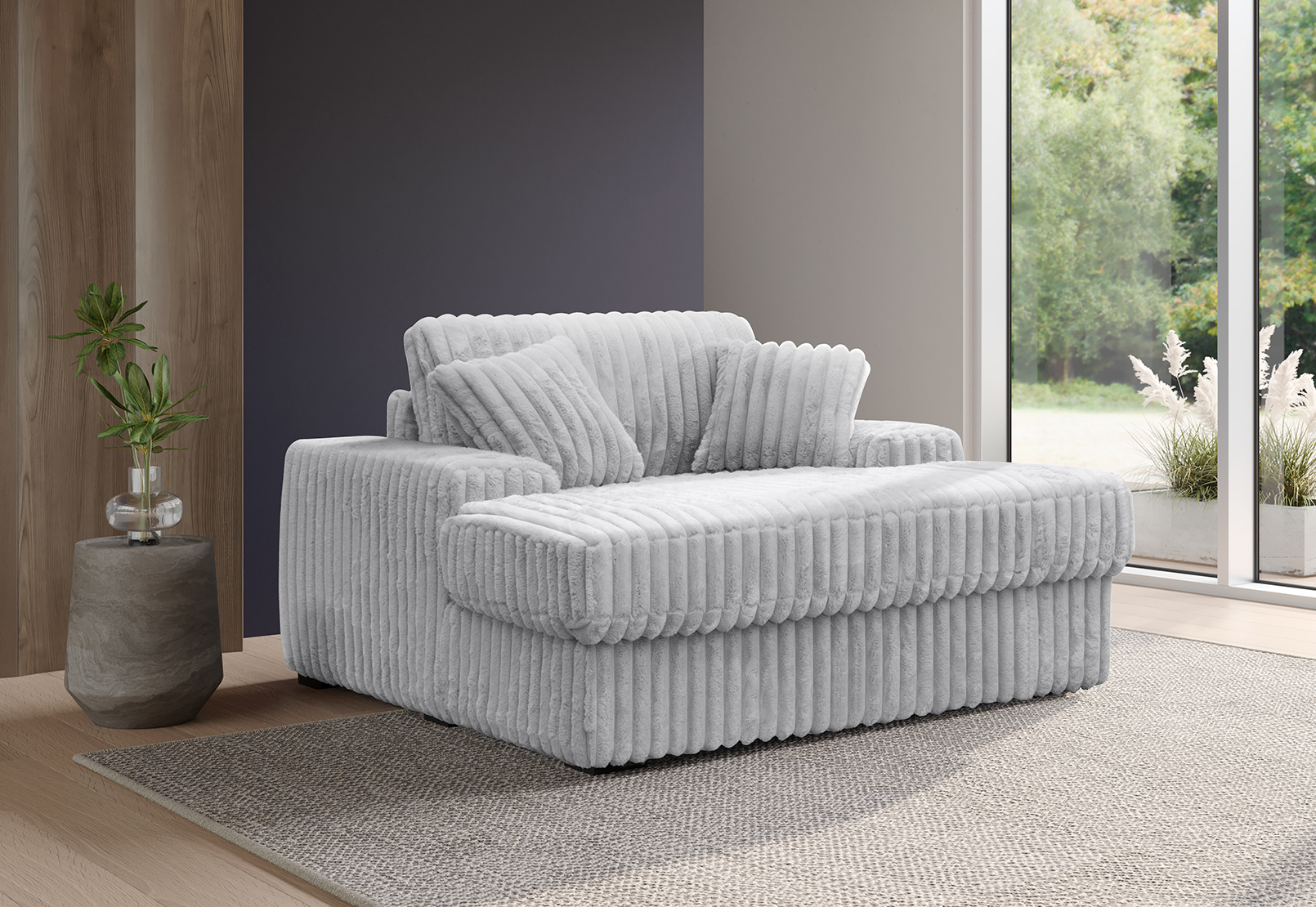LIGHT GREY GRANDORA FABRIC Chaise Chair