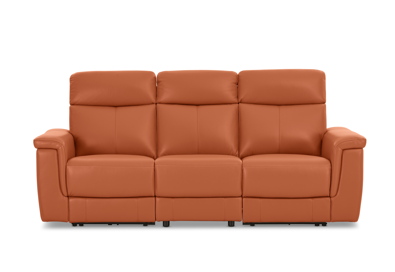 MID TAN SERGIO LEATHER 3 Seater with 2 Inbuilt Electric Recliners