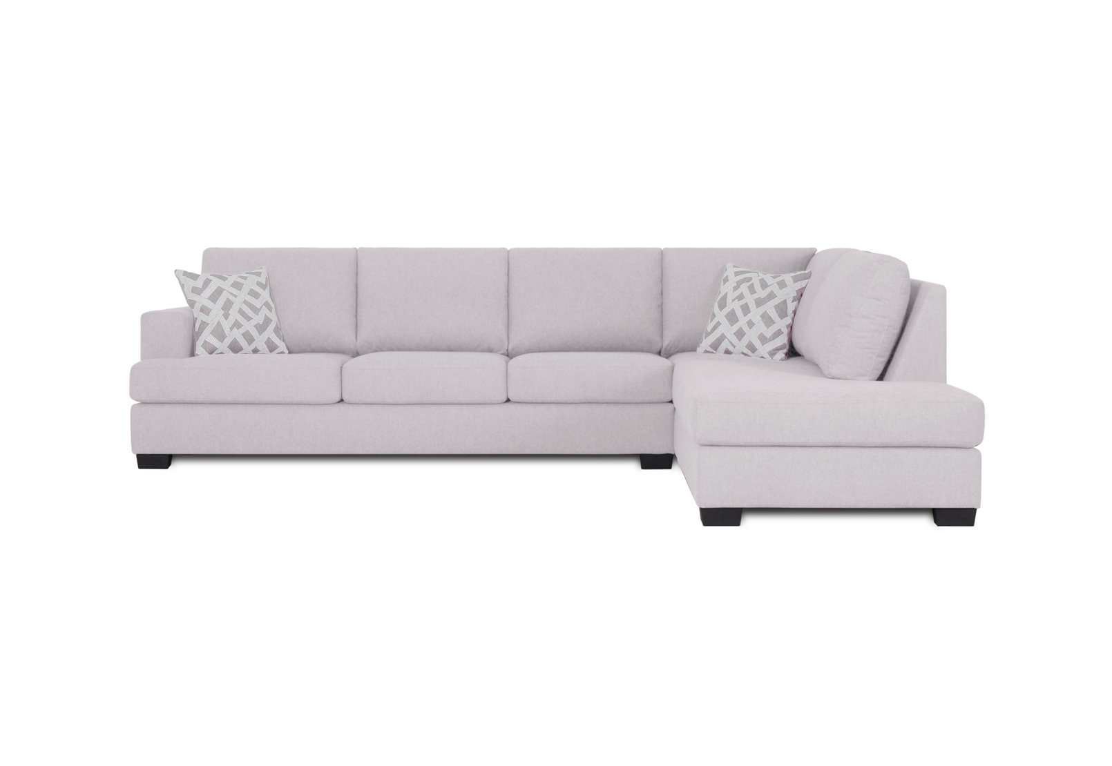LIGHT GREY CALEY FABRIC 4 Seater Sofa with Right-Hand Facing Chaise