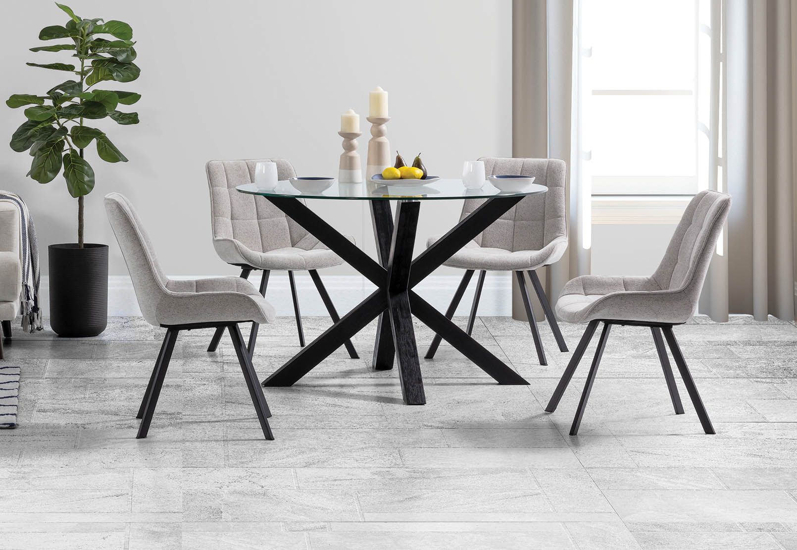 GREY PROMENADE 5 Piece Dining Suite with Arabella Dining Chairs