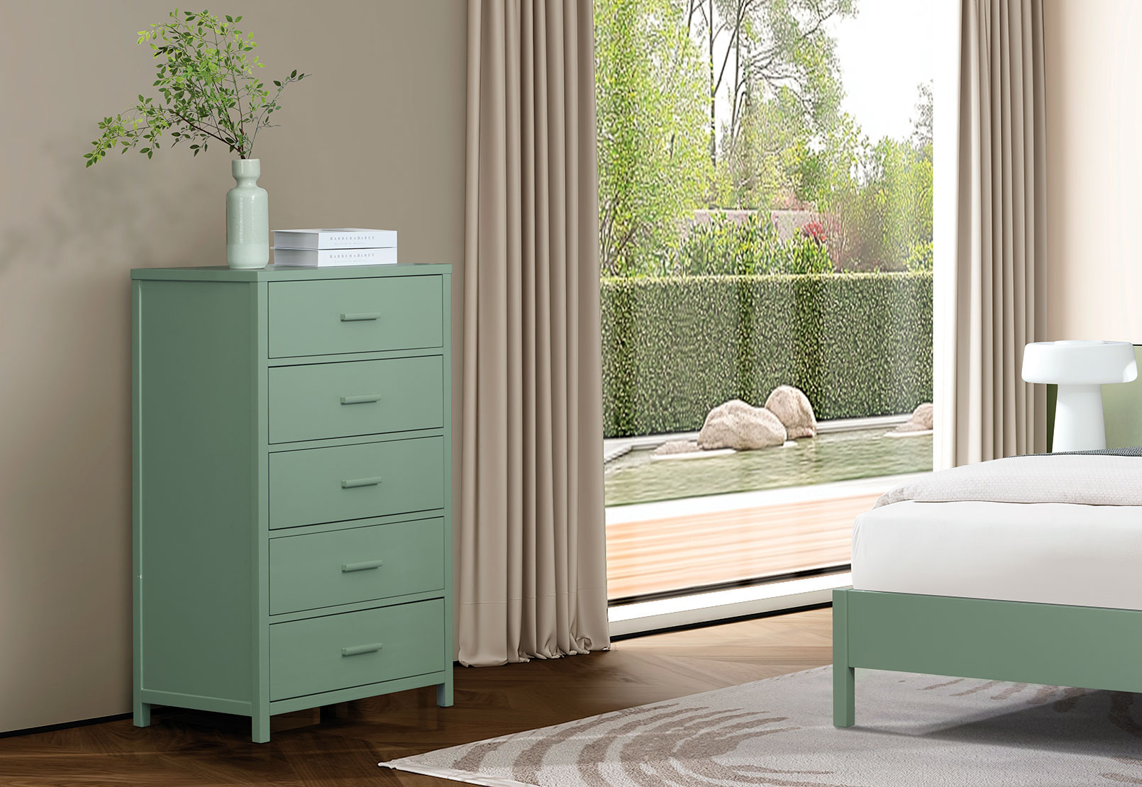 SAGE GREEN ENNEAD 5 Drawer Tall Chest