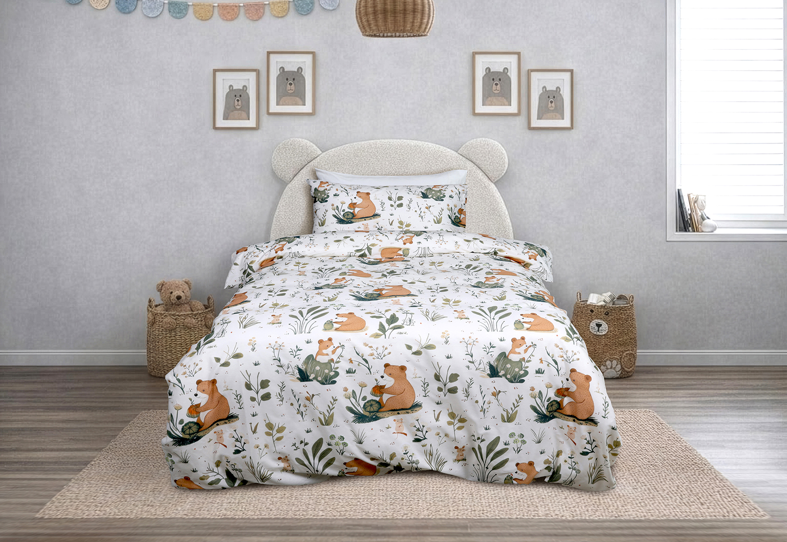MULTI TEDDY GROVE Single Quilt Cover Set