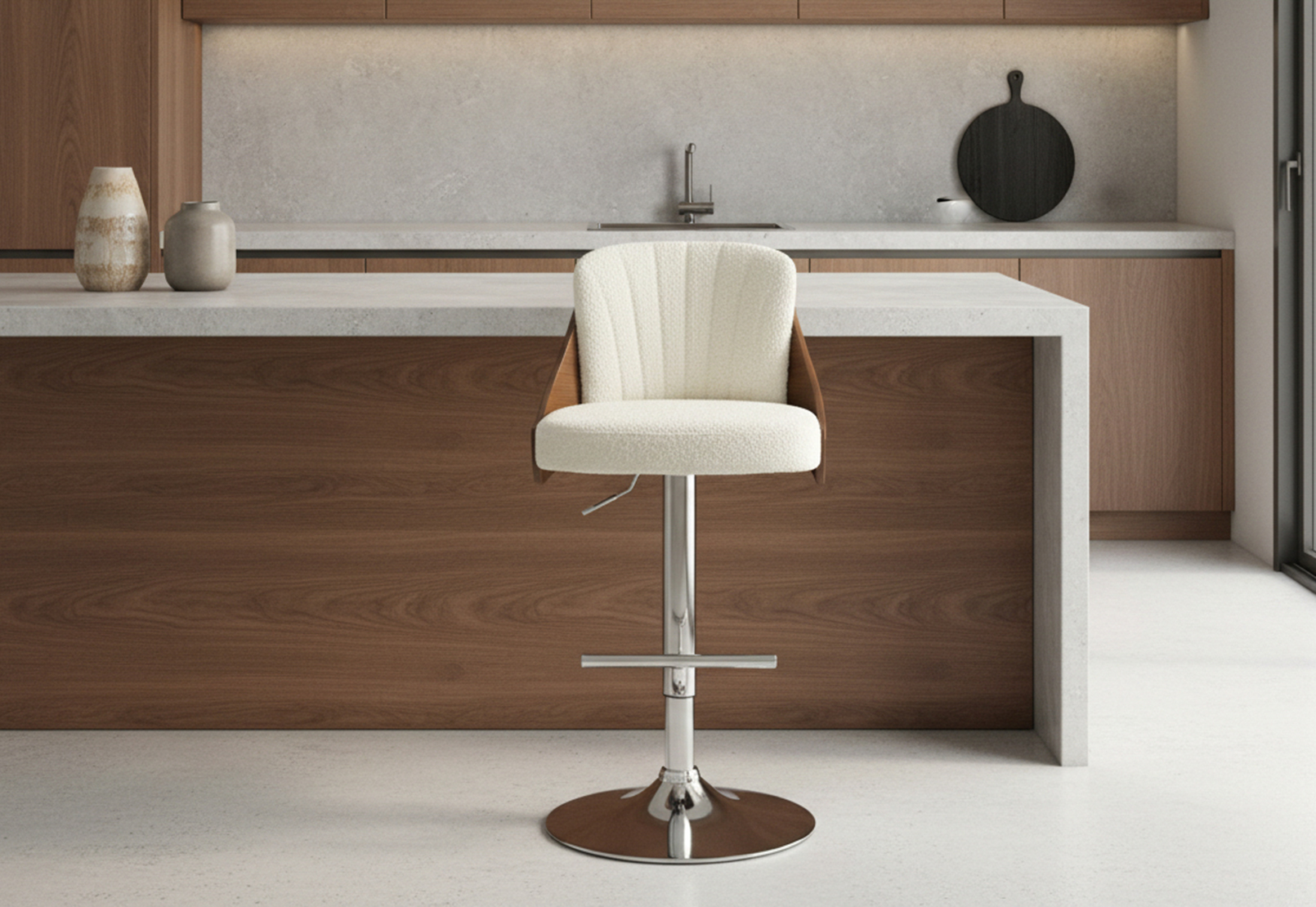 WHITE/WALNUT ELECTRA Bar Stool